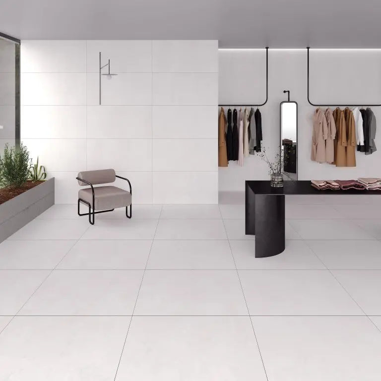 porcelain tiles Siman white 80x80 cm concrete effect from £32.99 ...